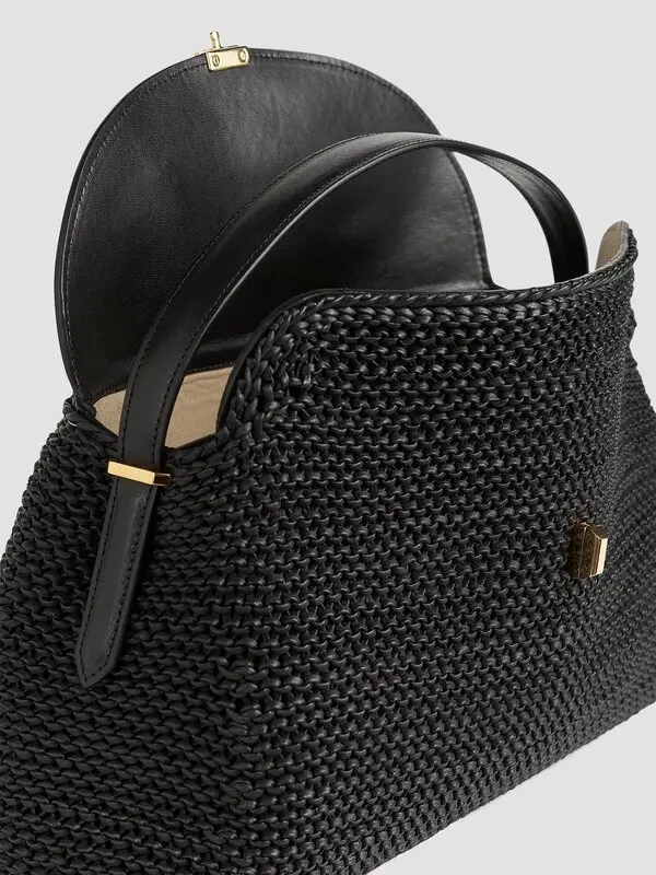 TOTEME T-lock Woven-leather Top Handle Bag