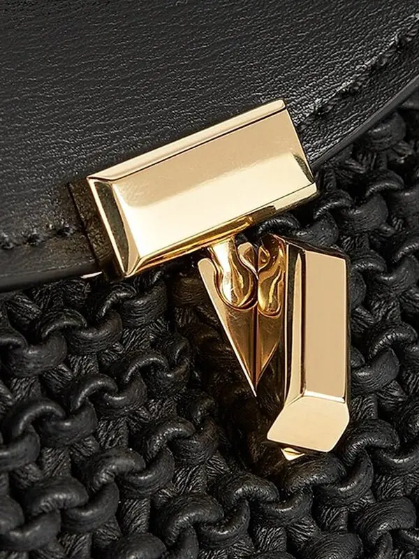 TOTEME T-lock Woven-leather Top Handle Bag
