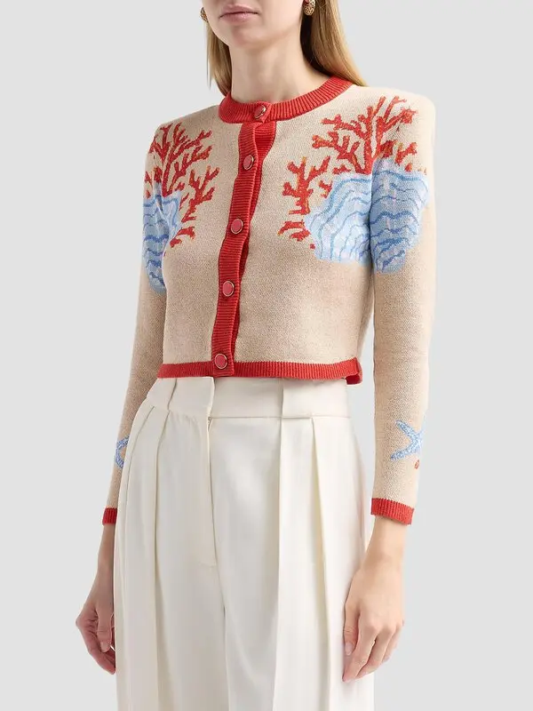 Retrofete Aralyn Coral Seashell Knit Cardigan