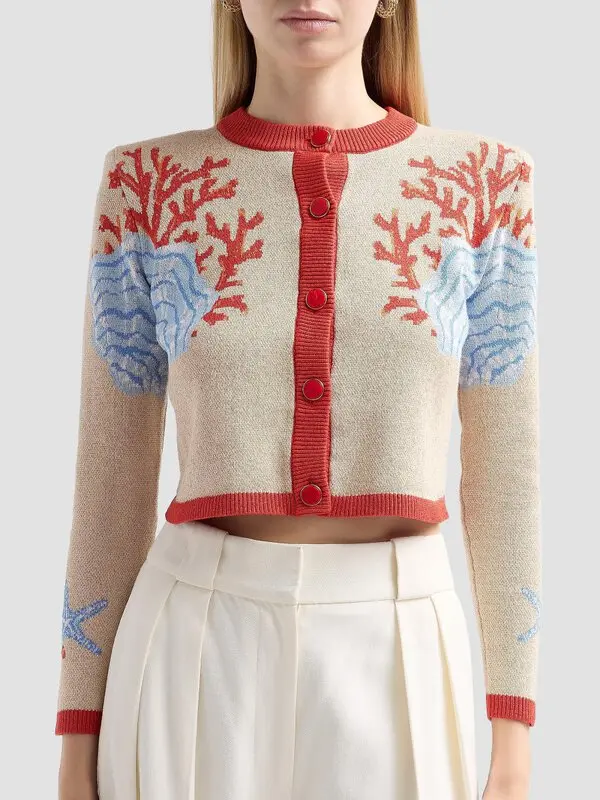 Retrofete Aralyn Coral Seashell Knit Cardigan