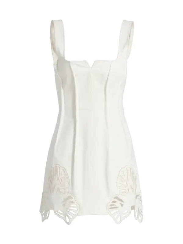 Acler Leven Embroidered Pleated Cotton Minidress