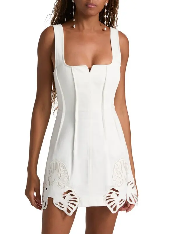 Acler Leven Embroidered Pleated Cotton Minidress