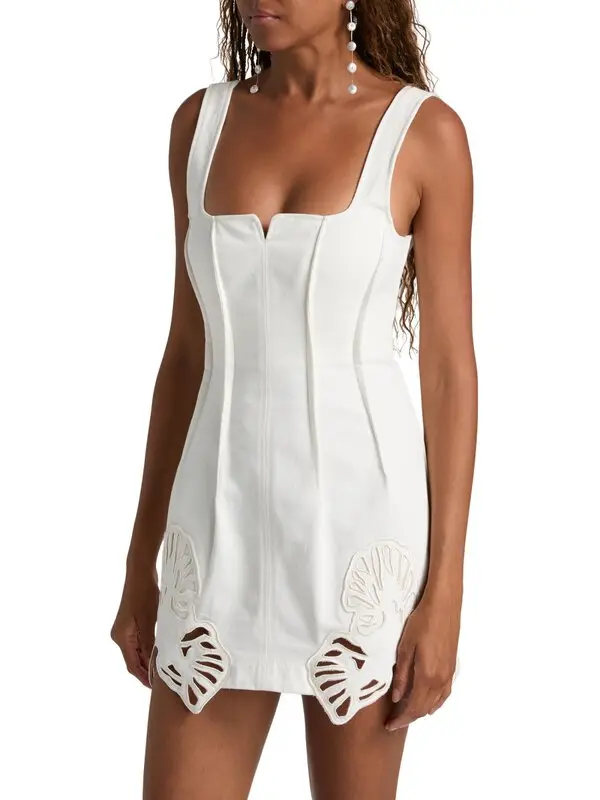 Acler Leven Embroidered Pleated Cotton Minidress