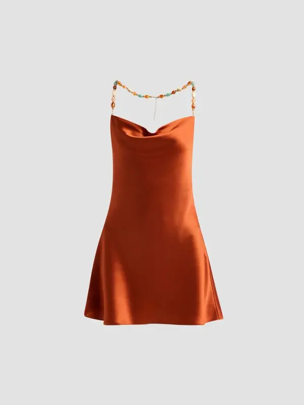 Retrofete Marvel Satin Mini Dress - Rust