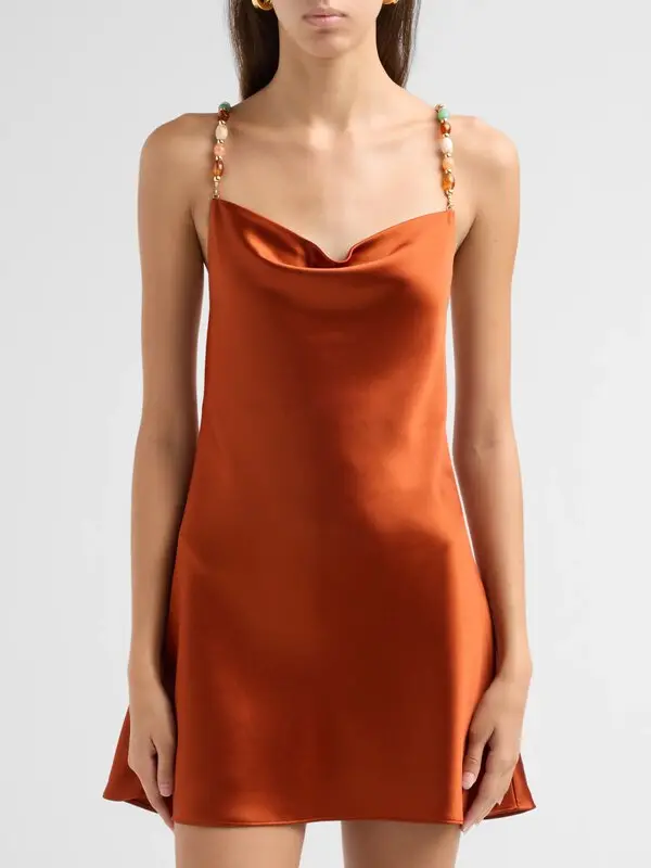 Retrofete Marvel Satin Mini Dress - Rust