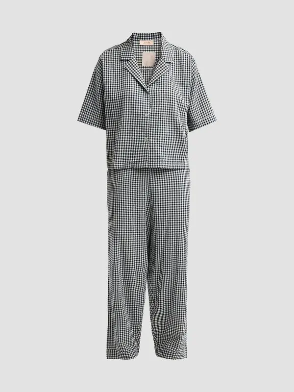 PAPINELLE Gingham Seersucker Cotton-blend Pajamas