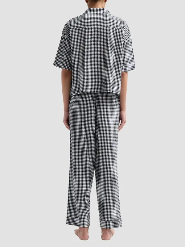 PAPINELLE Gingham Seersucker Cotton-blend Pajamas