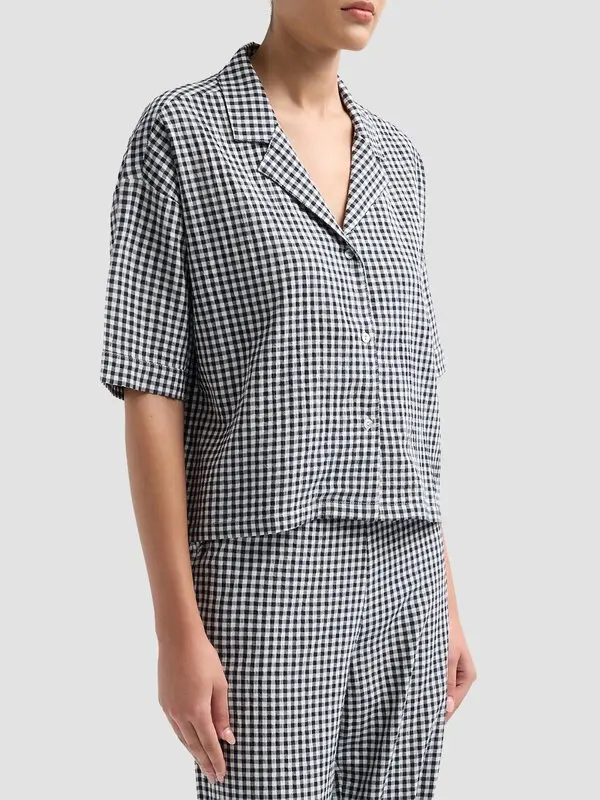 PAPINELLE Gingham Seersucker Cotton-blend Pajamas