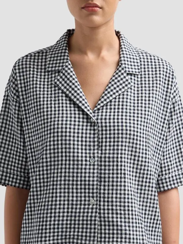 PAPINELLE Gingham Seersucker Cotton-blend Pajamas