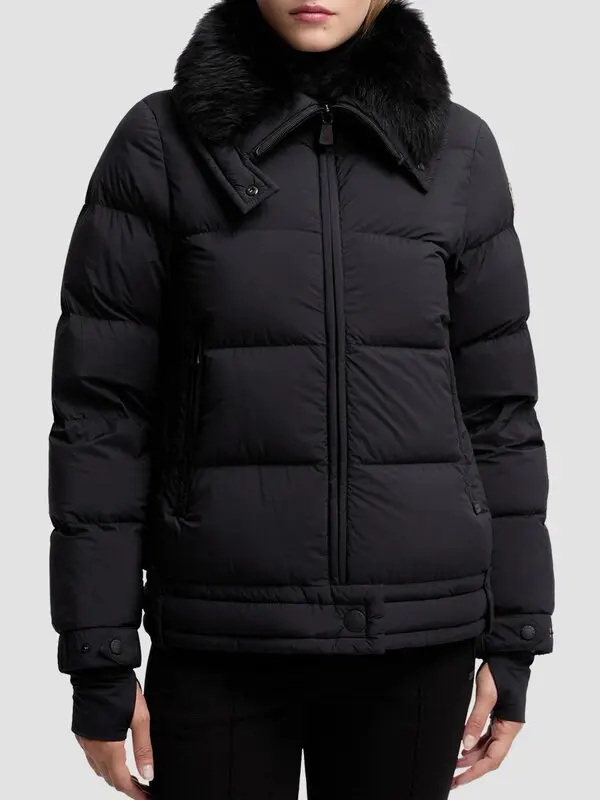 Moncler Arabbas Ski Jacket With Shearling Trim - Black