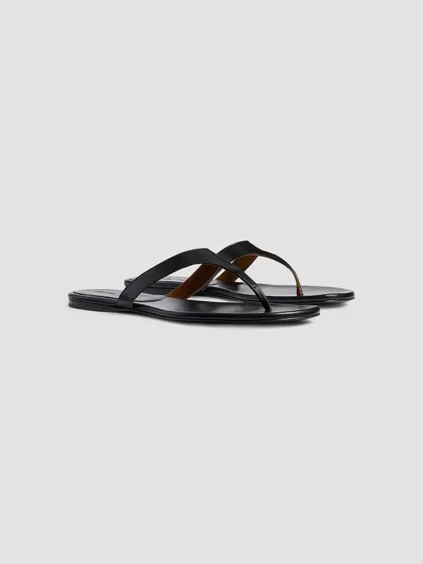 Khaite Archer Leather Thong Sandals - Black