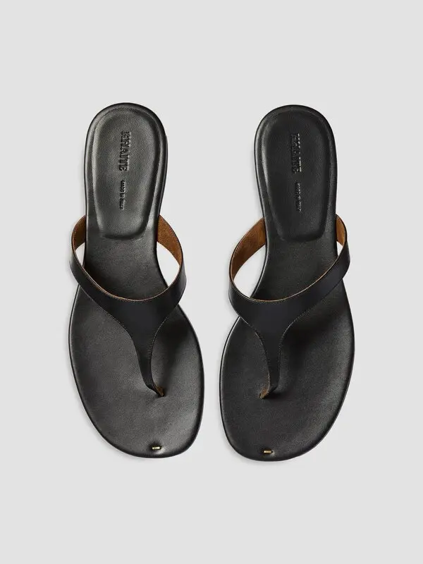 Khaite Archer Leather Thong Sandals - Black