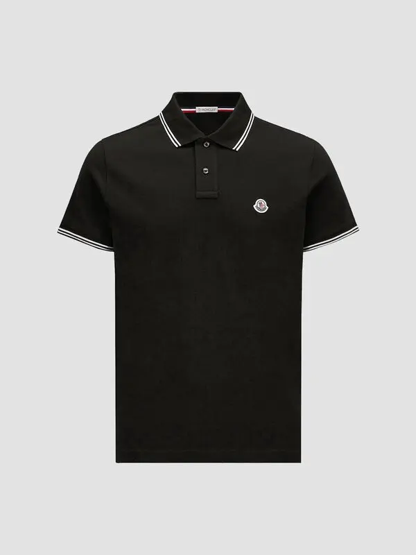 Moncler Polo Shirt In Cotton - Black