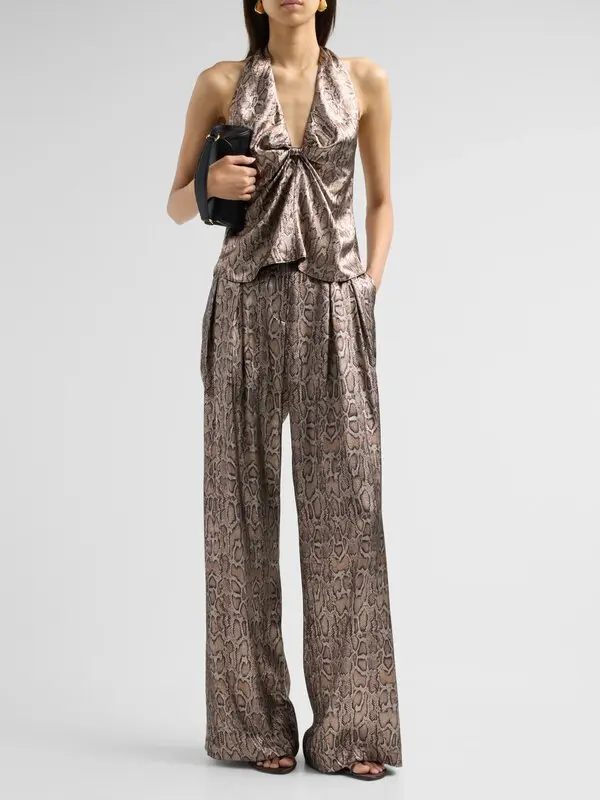 Ramy Brook Oscar -print Wide-leg Pants - Metallic Python
