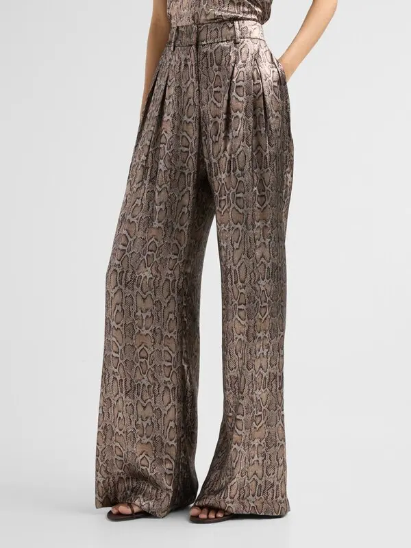 Ramy Brook Oscar -print Wide-leg Pants - Metallic Python