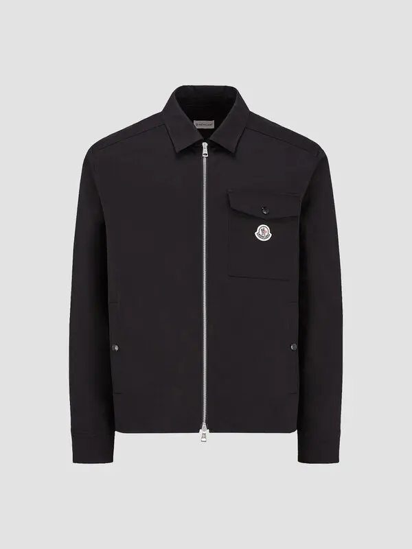 Moncler Shacket In Cotton Gabardine - Black