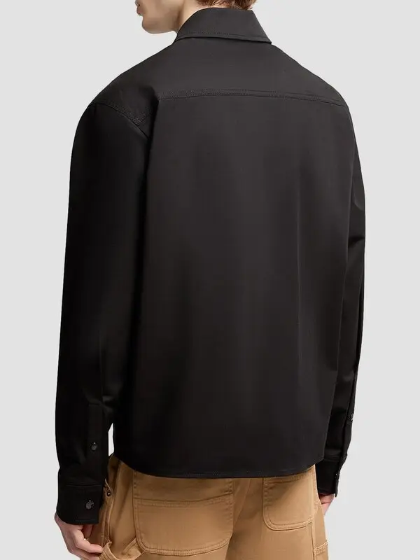 Moncler Shacket In Cotton Gabardine - Black