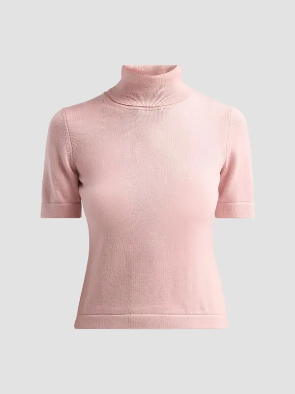 Oscar De La Renta Turtleneck Wool Top - Blush