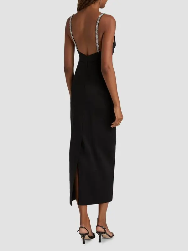 Acler Astonhall Pleated Embellished-trim Midi-dress