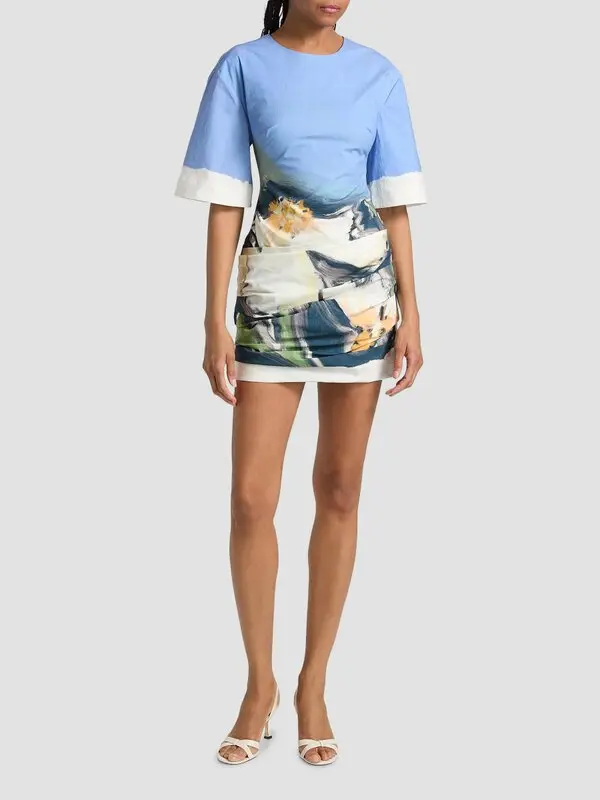Significant Other Beaux Garden Print Draped Minidress