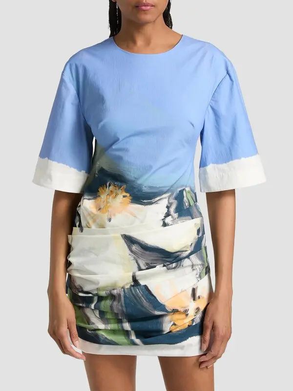 Significant Other Beaux Garden Print Draped Minidress