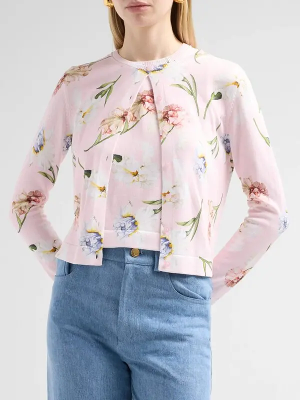 Oscar De La Renta Printed Cotton-blend Cardigan