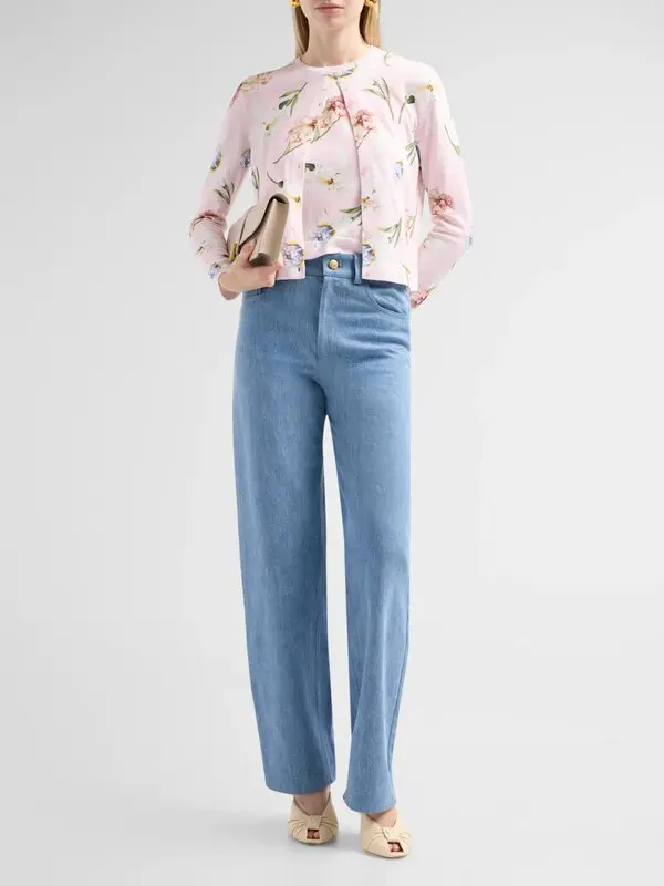Oscar De La Renta Printed Cotton-blend Cardigan