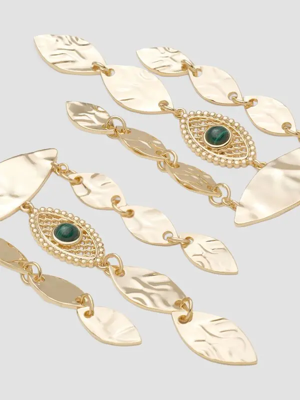 Ramy Brook Cleo Goldtone, Reconstituted Malachite & Tiger's Eye Chandelier Earrings - Gold