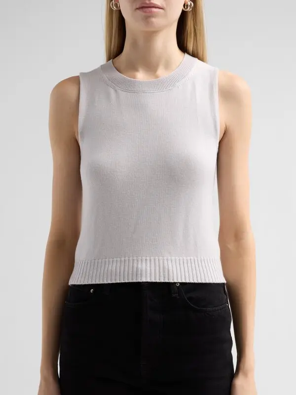 Oscar De La Renta Cropped Wool Twinset Tank