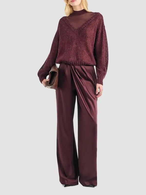 SEROYA Camryn Draped Satin Pants