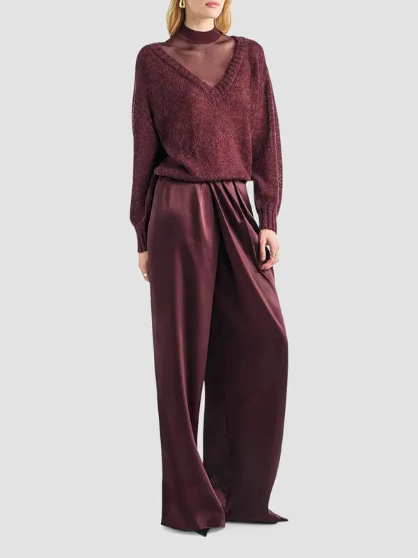 SEROYA Camryn Draped Satin Pants