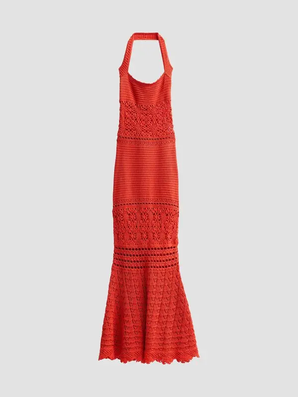 Retrofete Peggie Crochet Halter Maxi Dress