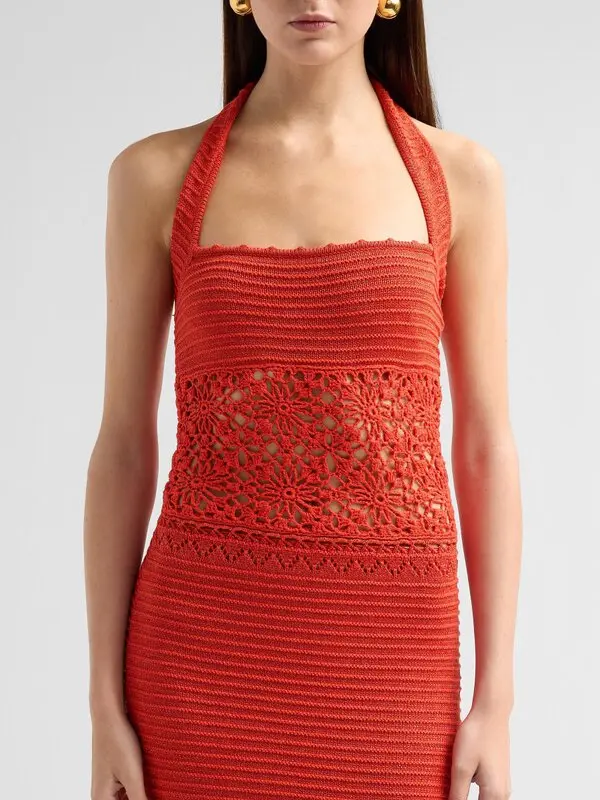 Retrofete Peggie Crochet Halter Maxi Dress