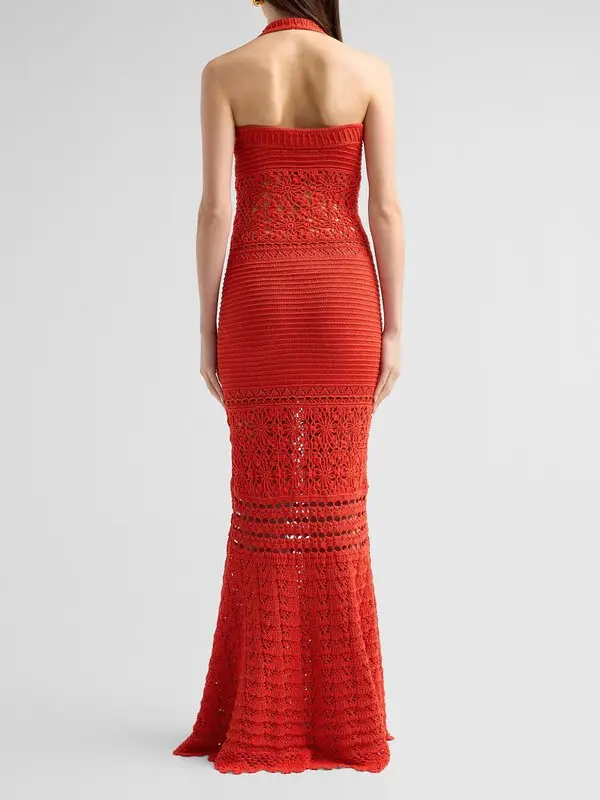 Retrofete Peggie Crochet Halter Maxi Dress