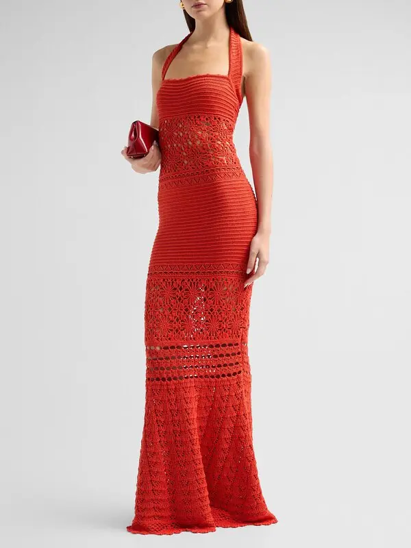 Retrofete Peggie Crochet Halter Maxi Dress