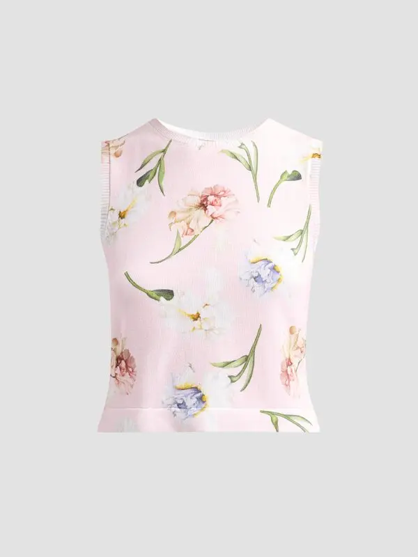 Oscar De La Renta Printed Cotton-blend Tank