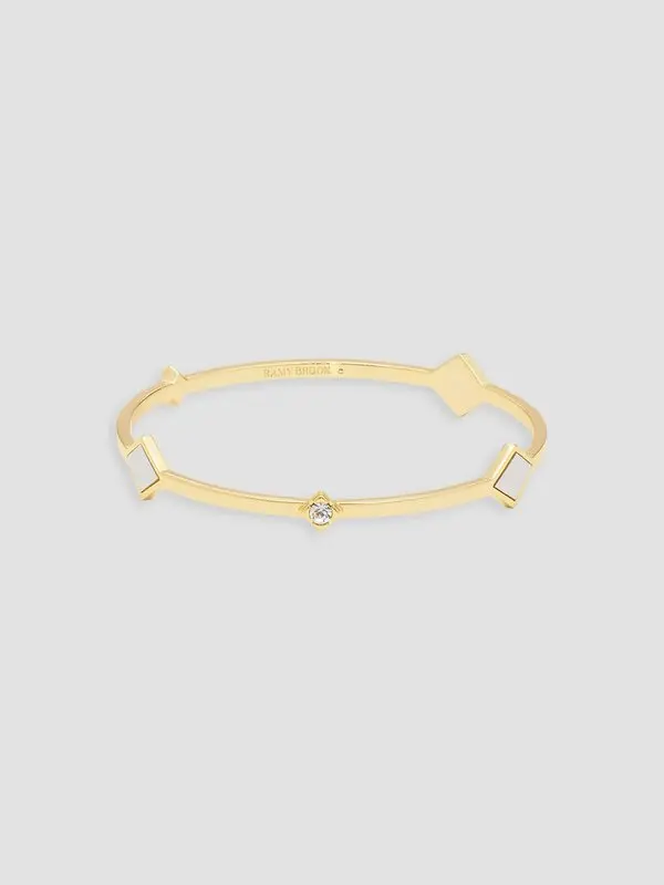 Ramy Brook Eliza Goldtone, Enamel & Glass Crystal Bangle