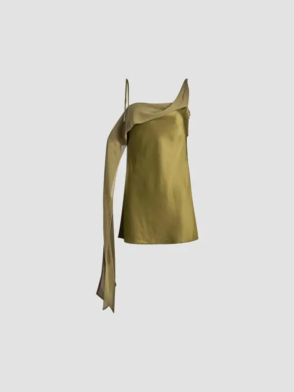 Significant Other Devlyn Draped Satin Minidress - Fern