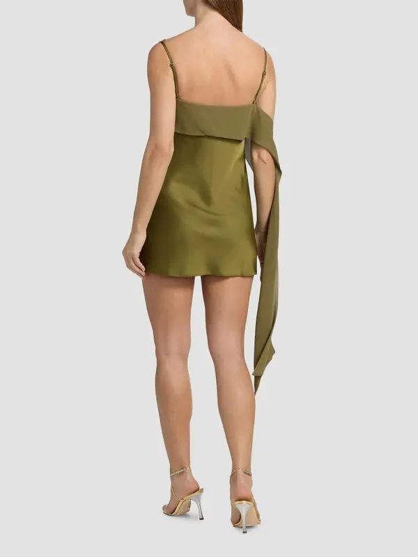 Significant Other Devlyn Draped Satin Minidress - Fern