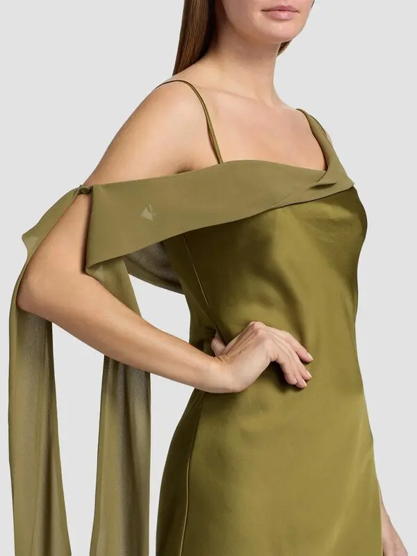 Significant Other Devlyn Draped Satin Minidress - Fern