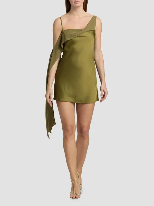 Significant Other Devlyn Draped Satin Minidress - Fern