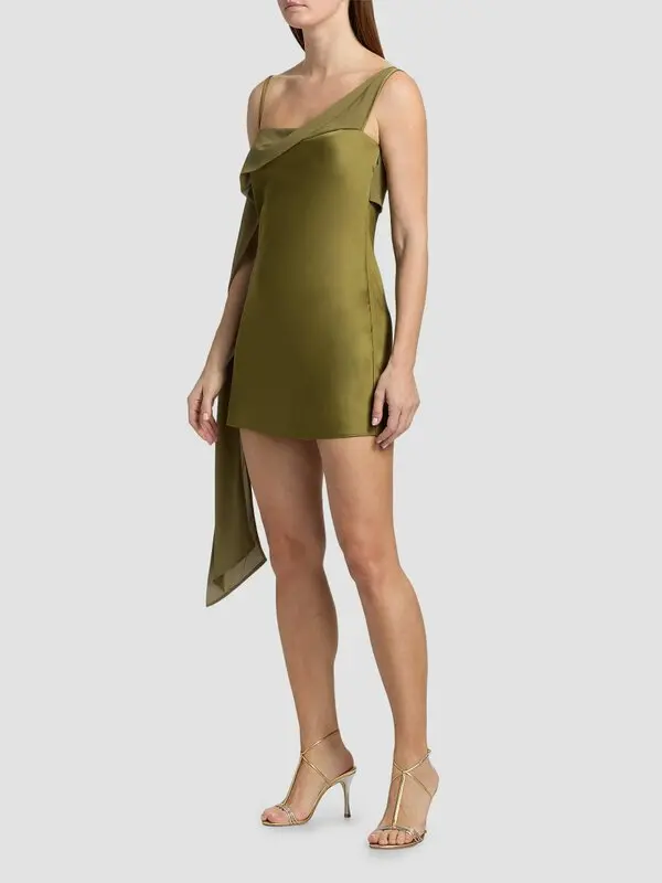 Significant Other Devlyn Draped Satin Minidress - Fern