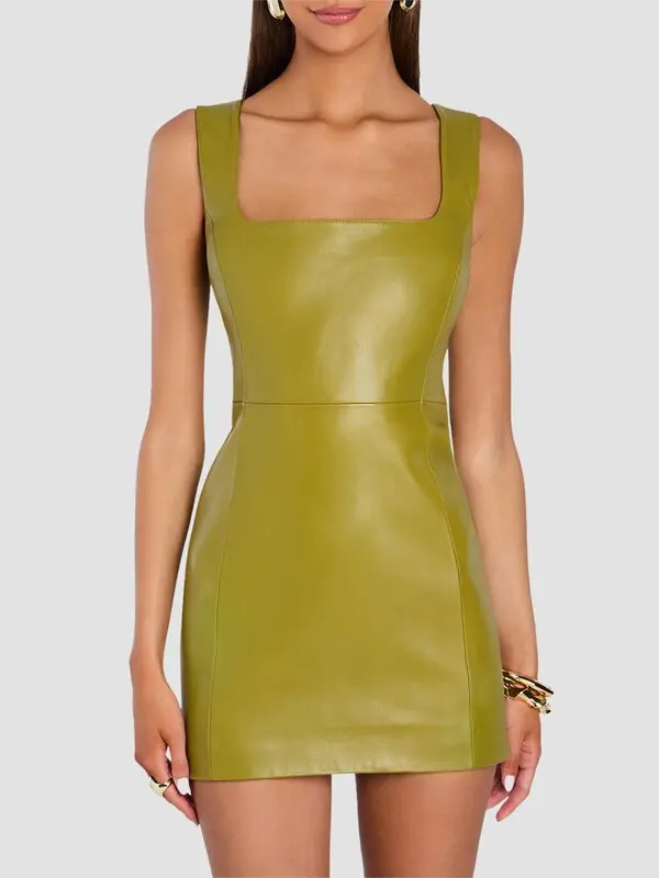 Retrofete Tilde Leather Body-con Mini Dress