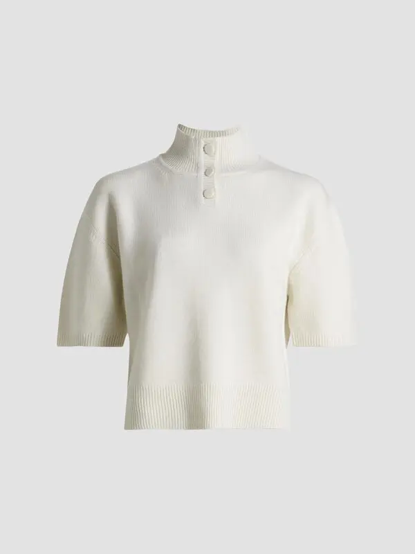 Brandon Maxwell The Kinley Knit Crop Henley Sweater
