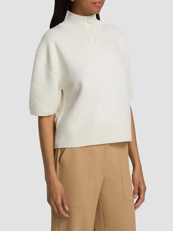 Brandon Maxwell The Kinley Knit Crop Henley Sweater
