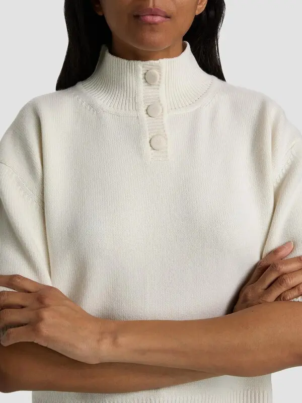 Brandon Maxwell The Kinley Knit Crop Henley Sweater