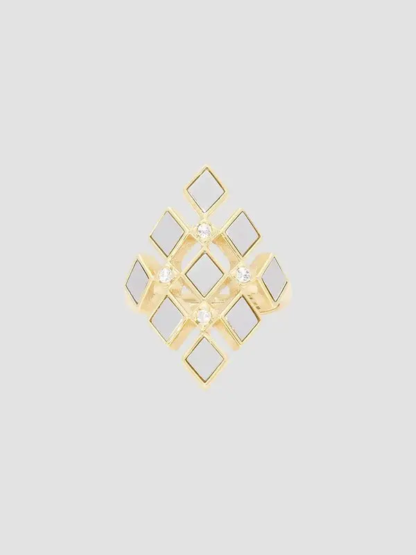 Ramy Brook Eliza Goldtone, Enamel & Glass Crystal Ring