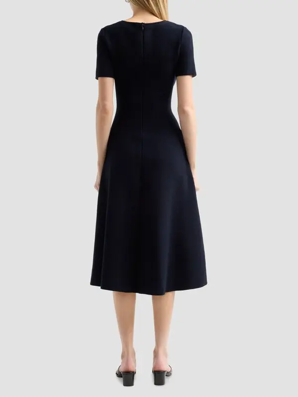 Oscar De La Renta Floral Jacquard Knit Midi Dress
