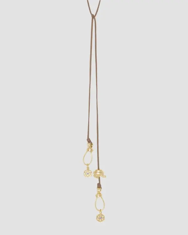 Ramy Brook Elle Goldtone, Suede & Cubic Zirconia Pendant Necklace
