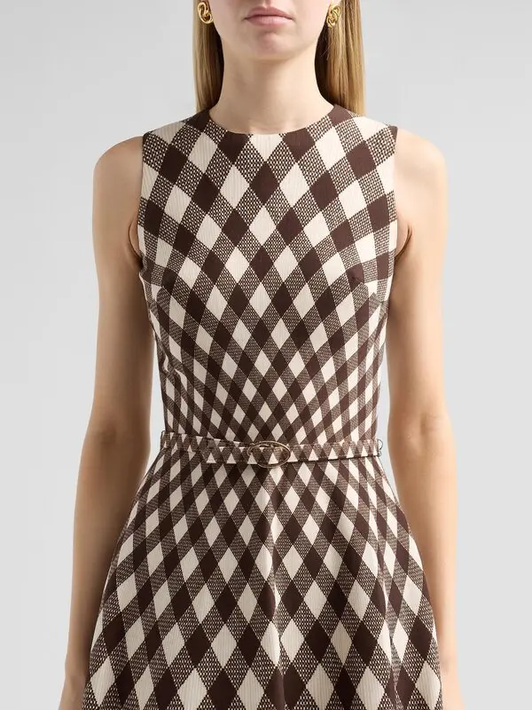 Oscar De La Renta Argyle Degrade Wool Sleeveless Day Dress